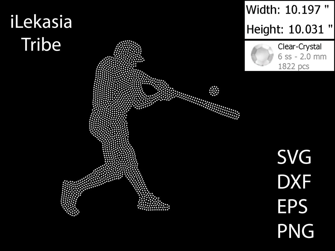 Baseball Player Rhinestone Template SVG | DXF | Cricut, Silhouette | (1696) - Etsy