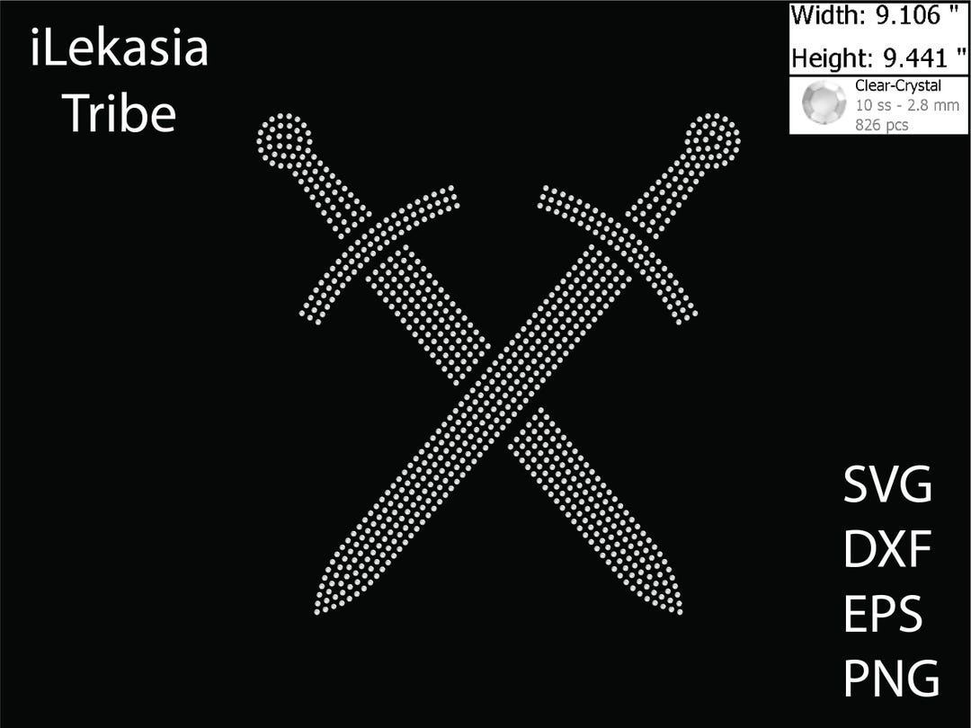 Crossed Swords Rhinestone Template SVG | DXF | Cricut, Silhouette ...