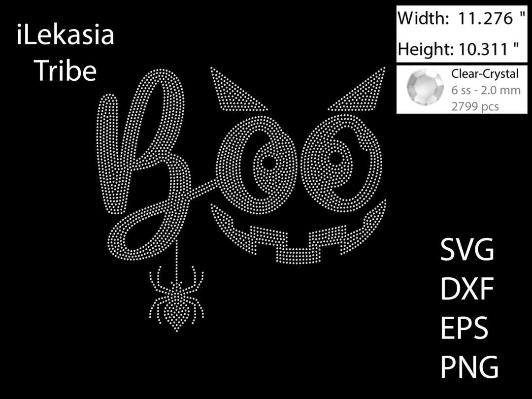 Halloween Boo Rhinestone Template SVG | DXF | EPS Cricut, Silhouette ...