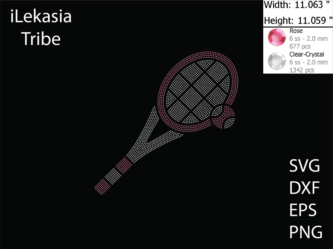 Tennis Racket Rhinestone Template SVG | DXF | Cricut, Silhouette ...