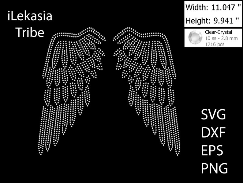 Angel Wings Rhinestone Template SVG | DXF | Cricut, Silhouette | (1588 ...