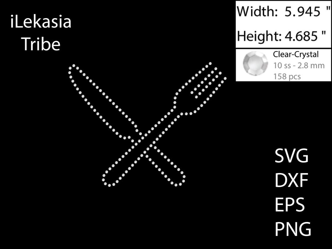 Knife and Fork Rhinestone Template SVG | DXF | Cricut, Silhouette ...
