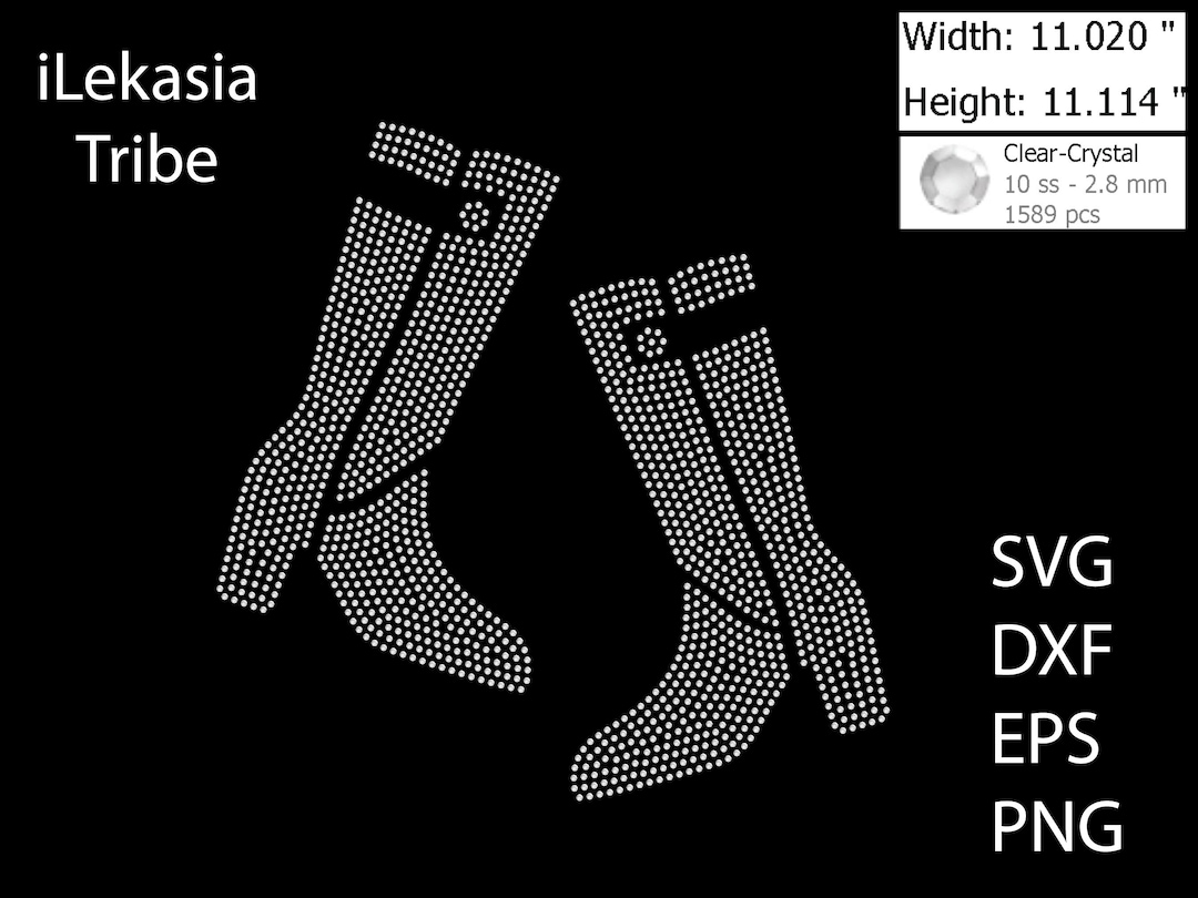 Women's Boots Rhinestone Template SVG | DXF | EPS Cricut, Silhouette ...