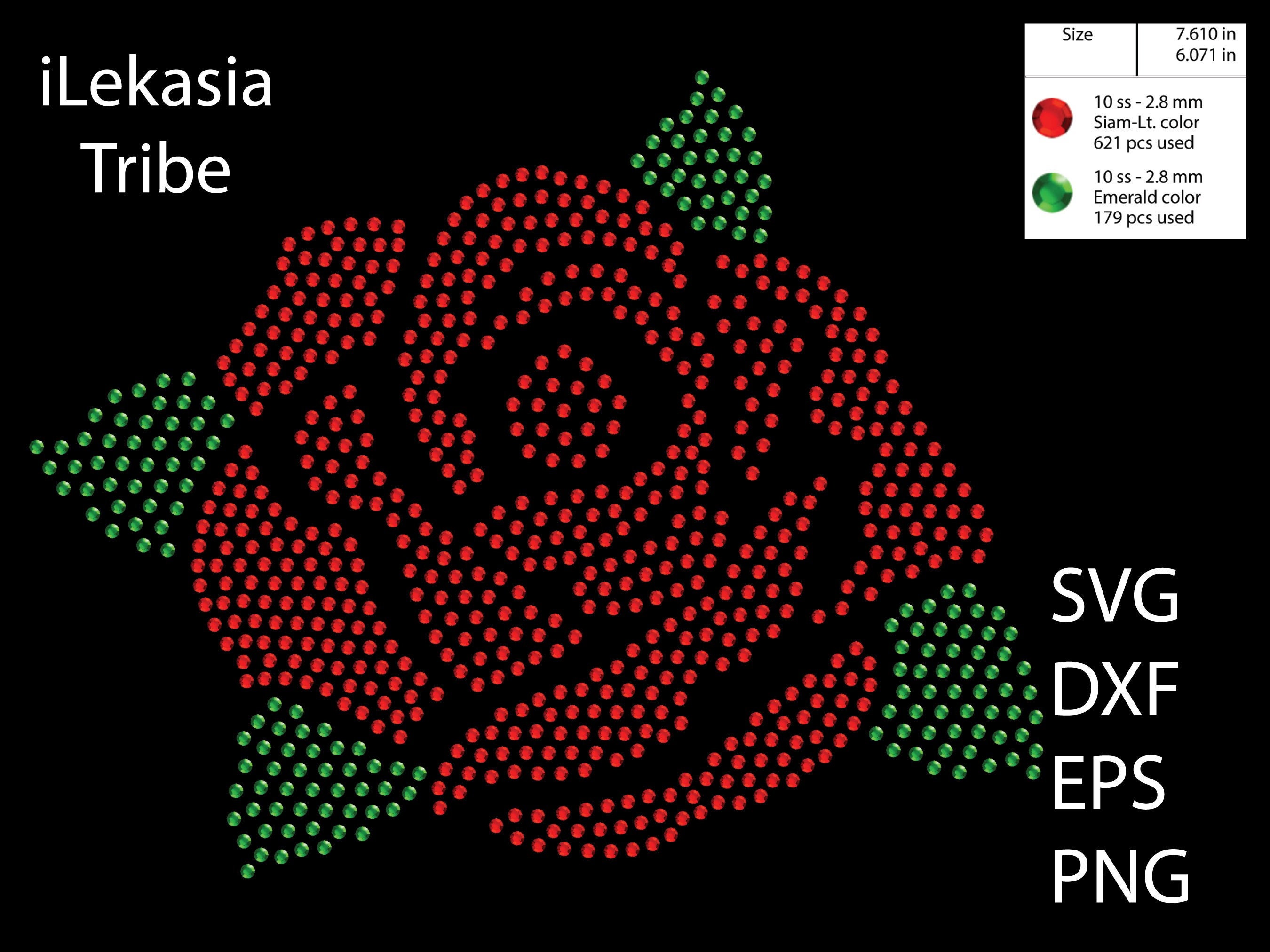 Rose Rhinestone Template SVG | DXF | EPS Cricut, Silhouette | (1188) - Etsy