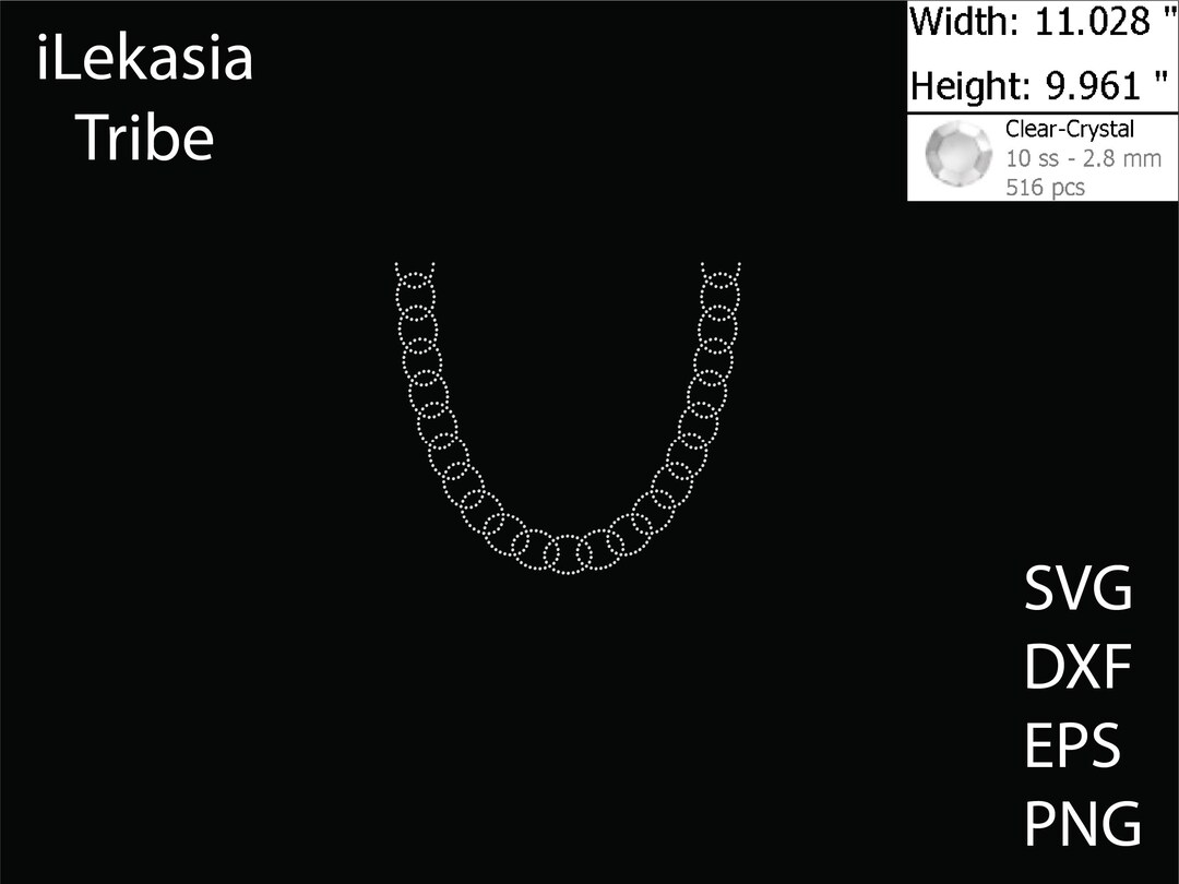 Chain Necklace Rhinestone Template SVG | DXF | Cricut, Silhouette ...