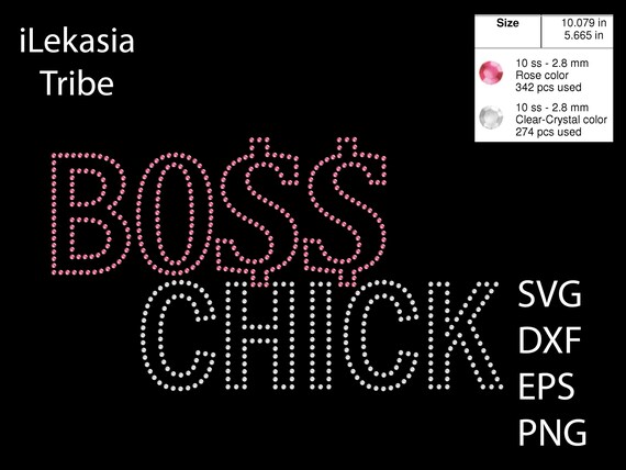 Boss Chick Rhinestone Template SVG DXF Cricut Silhouette - Etsy
