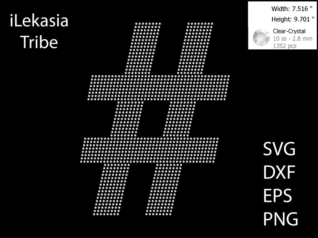 Hash Tag Rhinestone Template SVG | DXF | EPS | Cricut, Silhouette ...