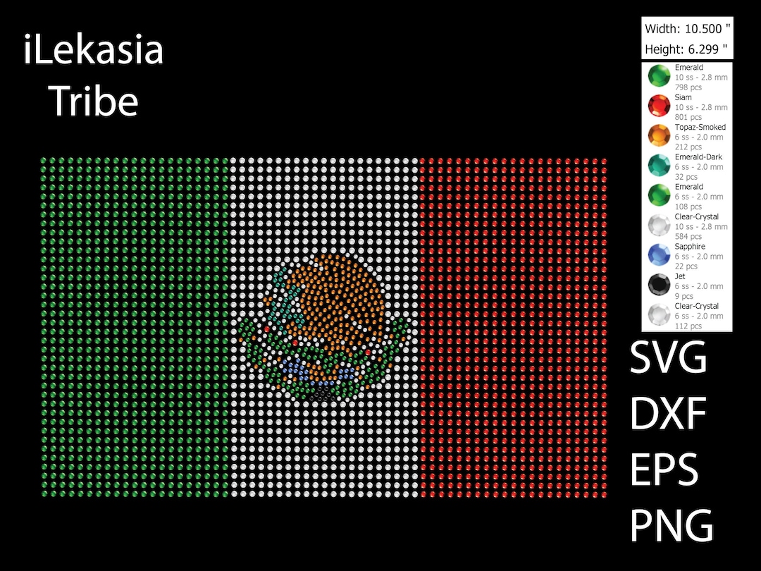 Mexico Flag Rhinestone Template SVG | DXF | EPS Cricut, Silhouette ...