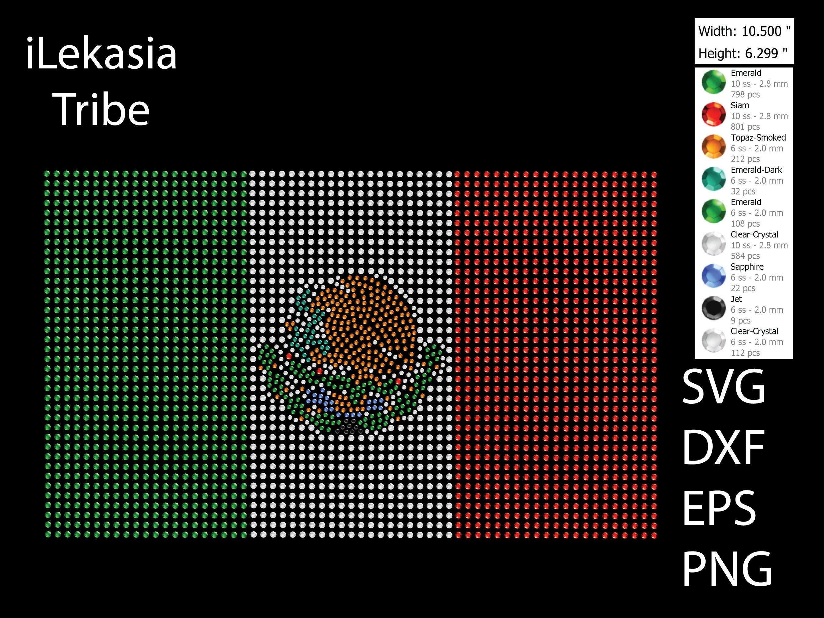 Mexico Flag Rhinestone Template SVG | DXF | EPS Cricut, Silhouette ...