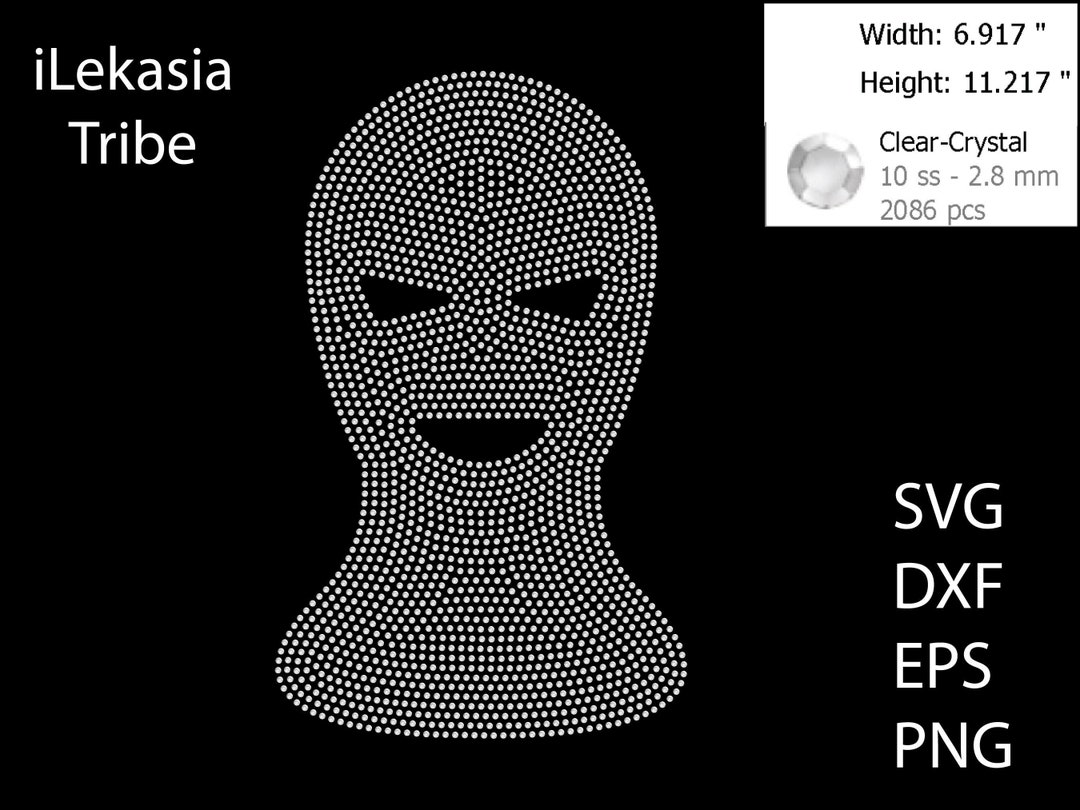 Ski Mask Rhinestone Template SVG | DXF | EPS | Cricut, Silhouette ...
