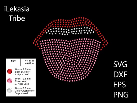Lips Rhinestone Template SVG DXF Cricut Silhouette Lips - Etsy