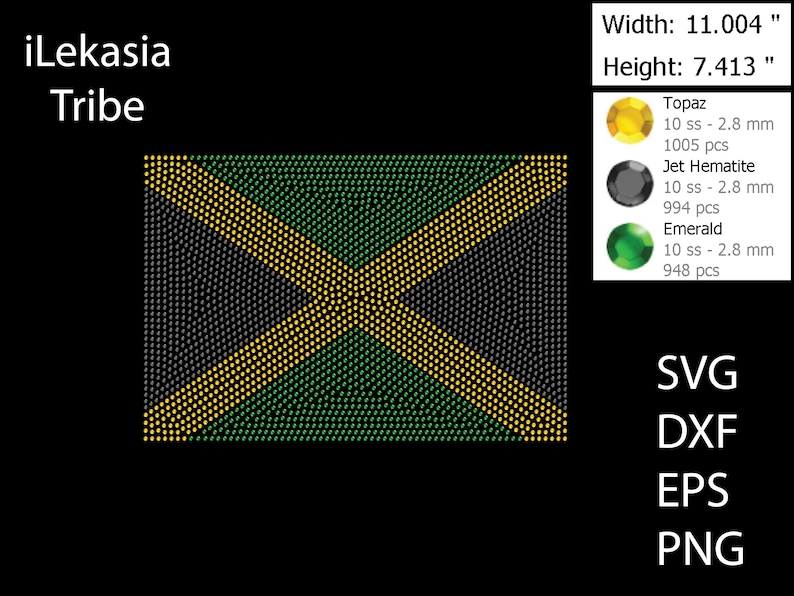 Jamaican Flag Rhinestone Template SVG | DXF | EPS Cricut, Silhouette ...