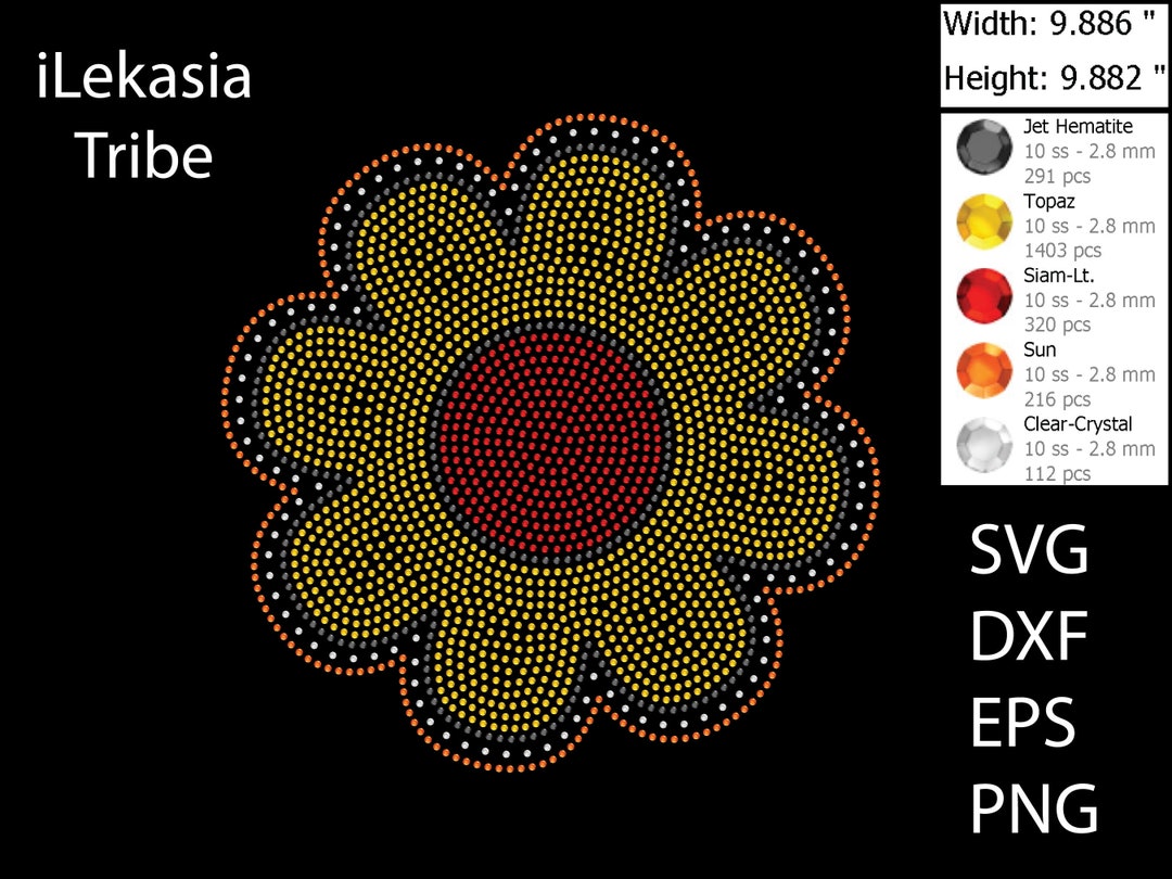Sunflower Rhinestone Template SVG | DXF | EPS Cricut, Silhouette ...
