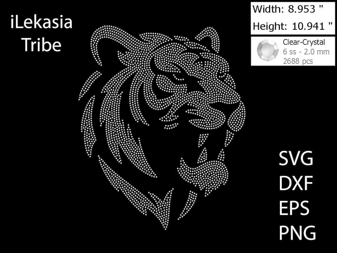 Tiger Rhinestone Template SVG | DXF |EPS| Cricut, Silhouette | (1698 ...