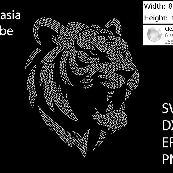 Tiger Rhinestone Template SVG DXF Cricut, Silhouette 1701 - Etsy UK
