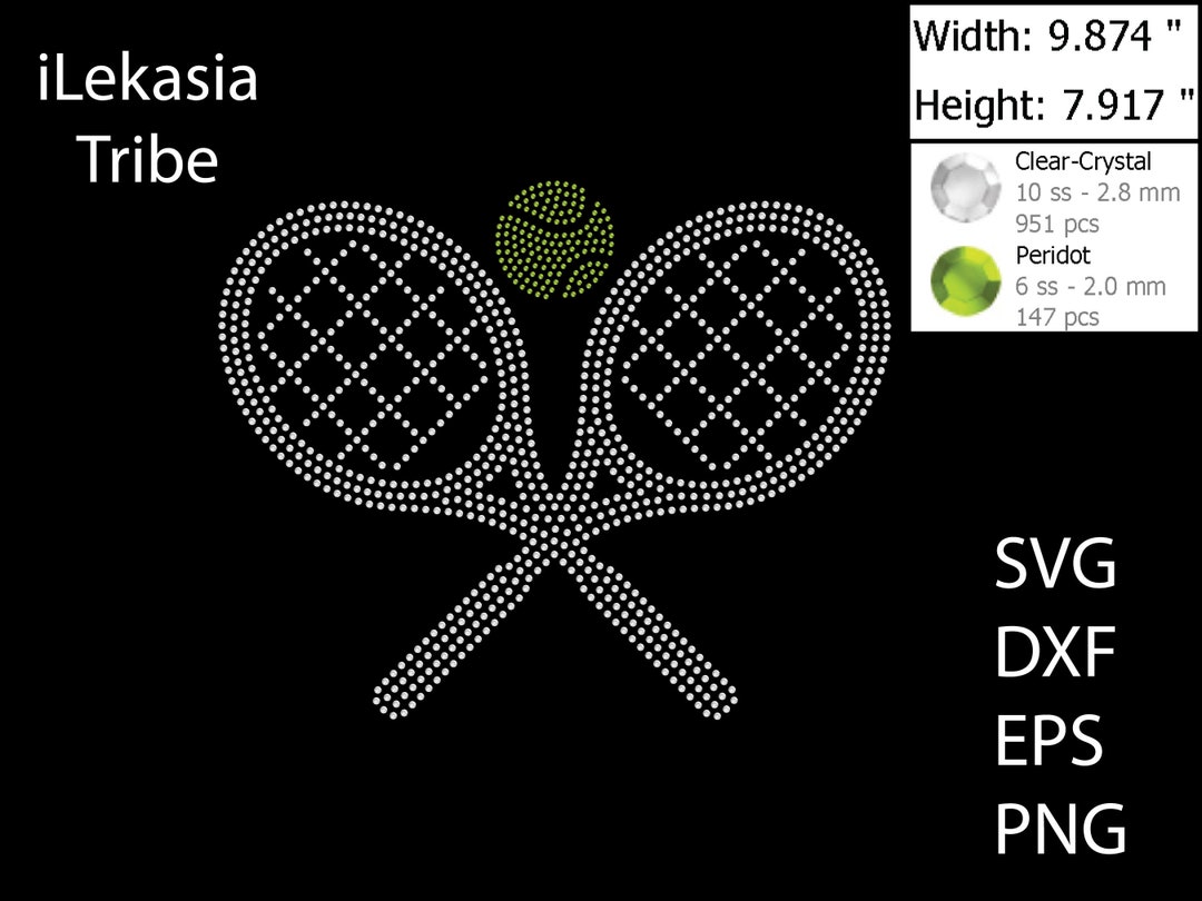 Tennis Rackets Rhinestone Template SVG | DXF | Cricut, Silhouette ...
