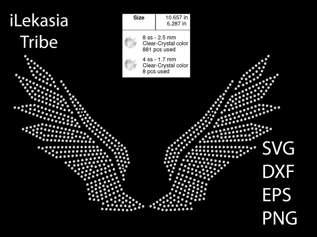Wings Rhinestone Template SVG | DXF | Cricut, Silhouette | (1066) - Etsy