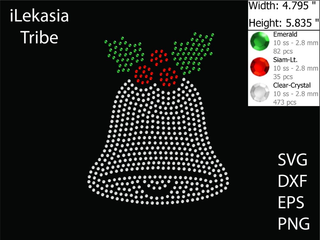 Jingle Bell Rhinestone Template SVG | DXF | EPS Cricut, Silhouette ...