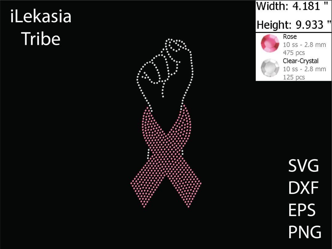 Ribbon and Fist Rhinestone Template SVG | DXF | Cricut, Silhouette ...