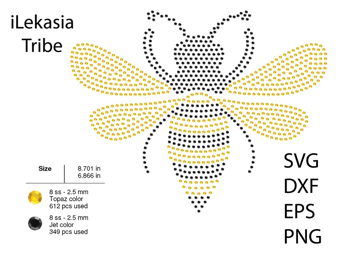Bee Rhinestone Template SVG DXF Cricut, Silhouette Bee 1012 - Etsy