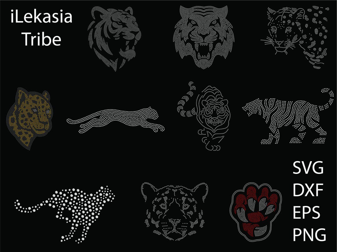 Tiger Bundle Rhinestone Template SVG | DXF |EPS| Cricut, Silhouette ...