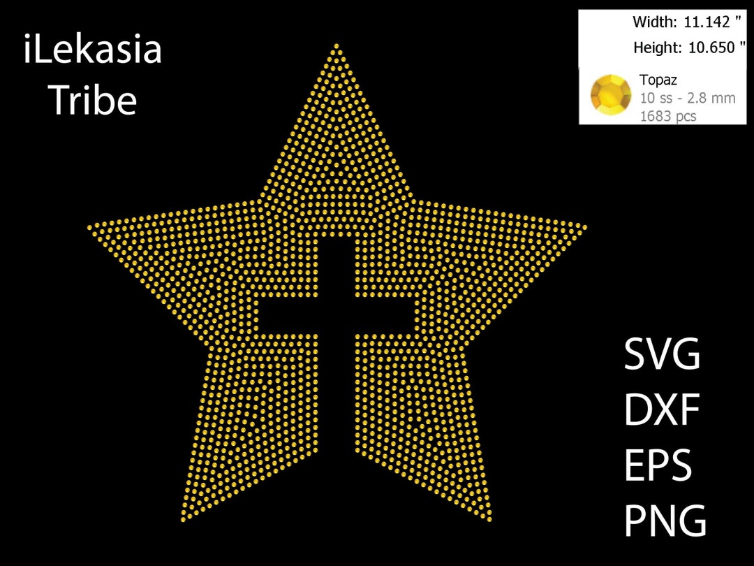 Star Cross Rhinestone Template SVG | DXF | EPS | Cricut, Silhouette ...