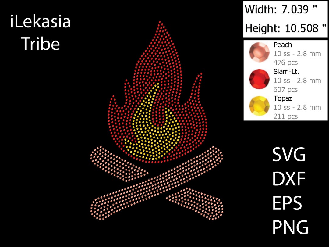 Bonfire Rhinestone Template SVG | DXF | Cricut, Silhouette | (1662) - Etsy