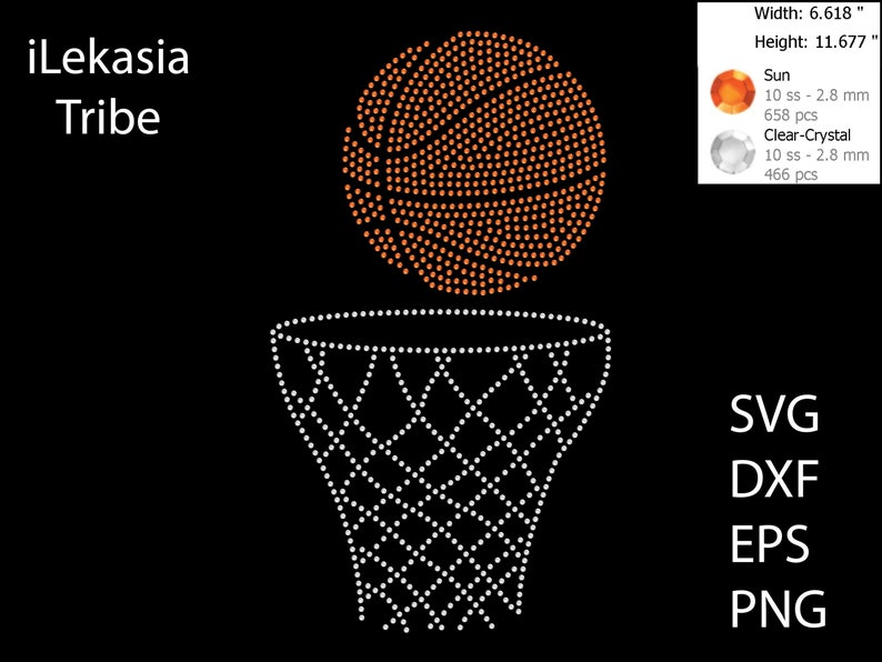 Basketball and Net Rhinestone Template SVG | DXF | Cricut, Silhouette ...