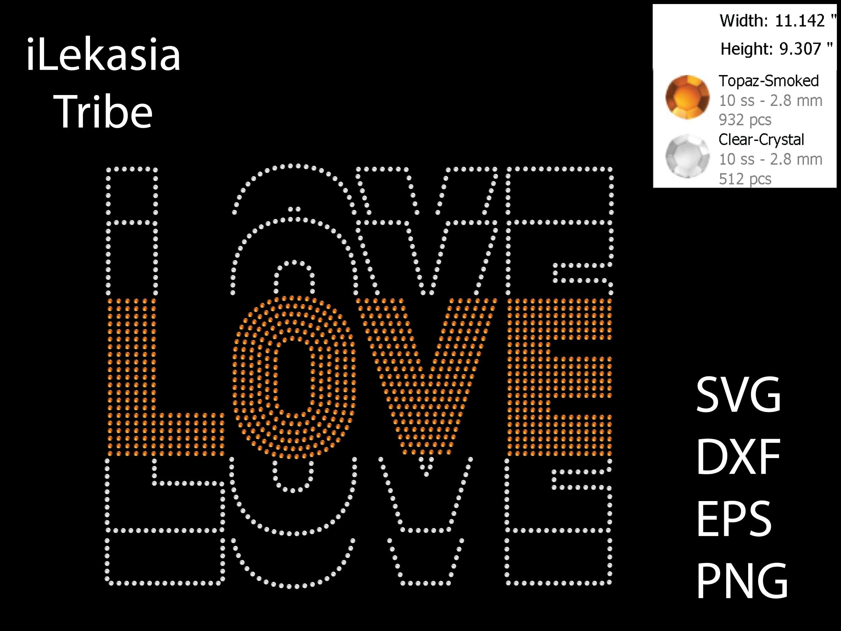 Stacked Love Rhinestone Template SVG DXF EPS Cricut, Silhouette 1416 - Etsy