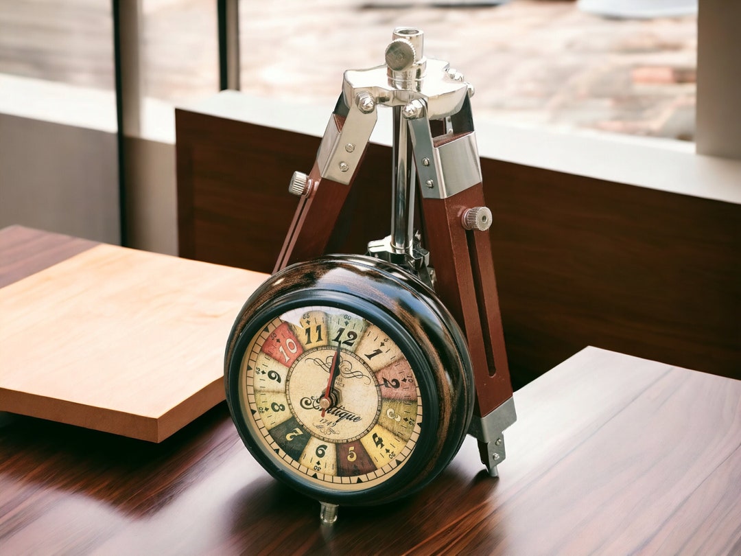 Adjustable Desk Clock - Classic Tripod Nautical Table Clock, Antique ...