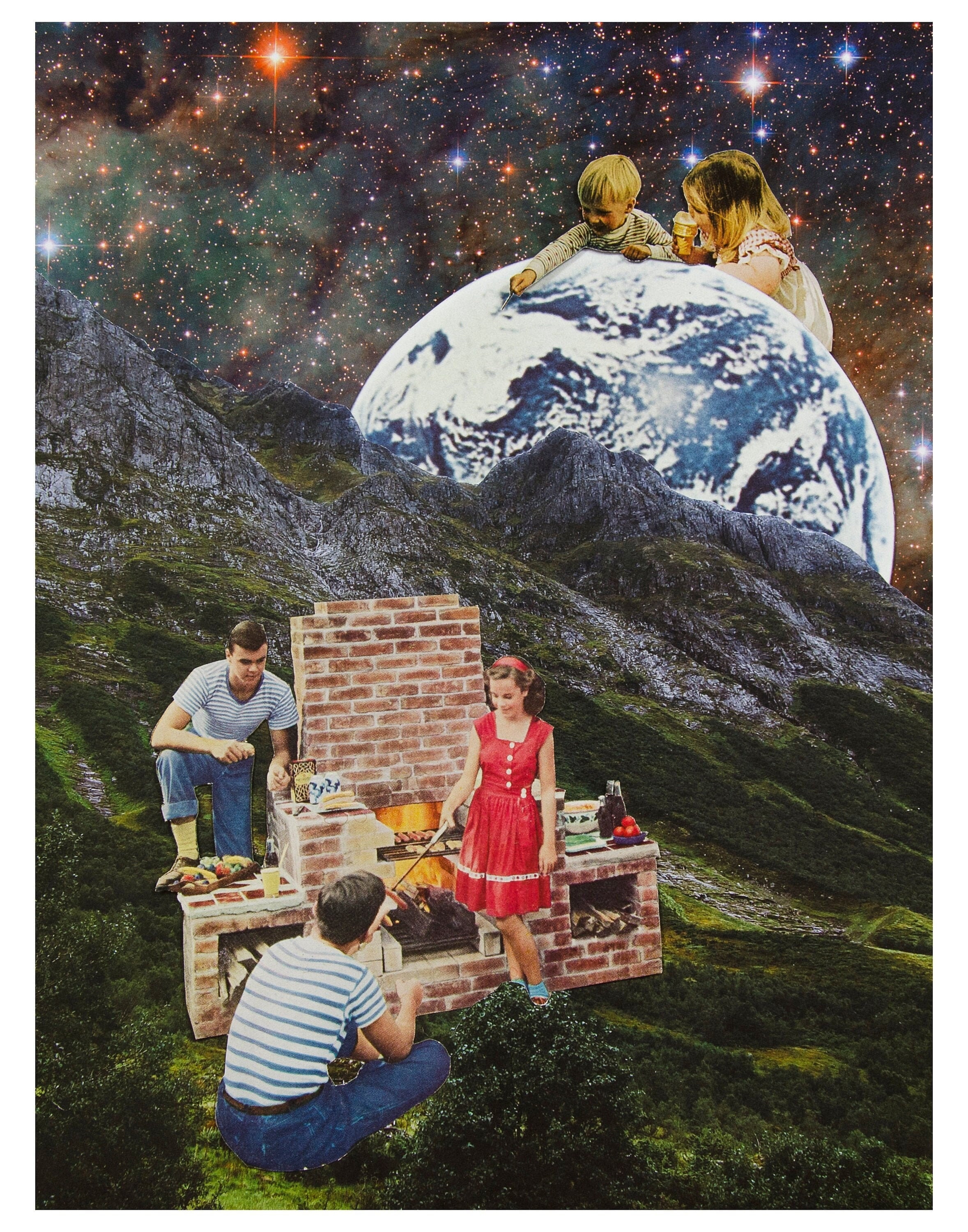 Art & Collectibles Hand Made Collage Fantasy Abstract Minimal Sci-Fi ...