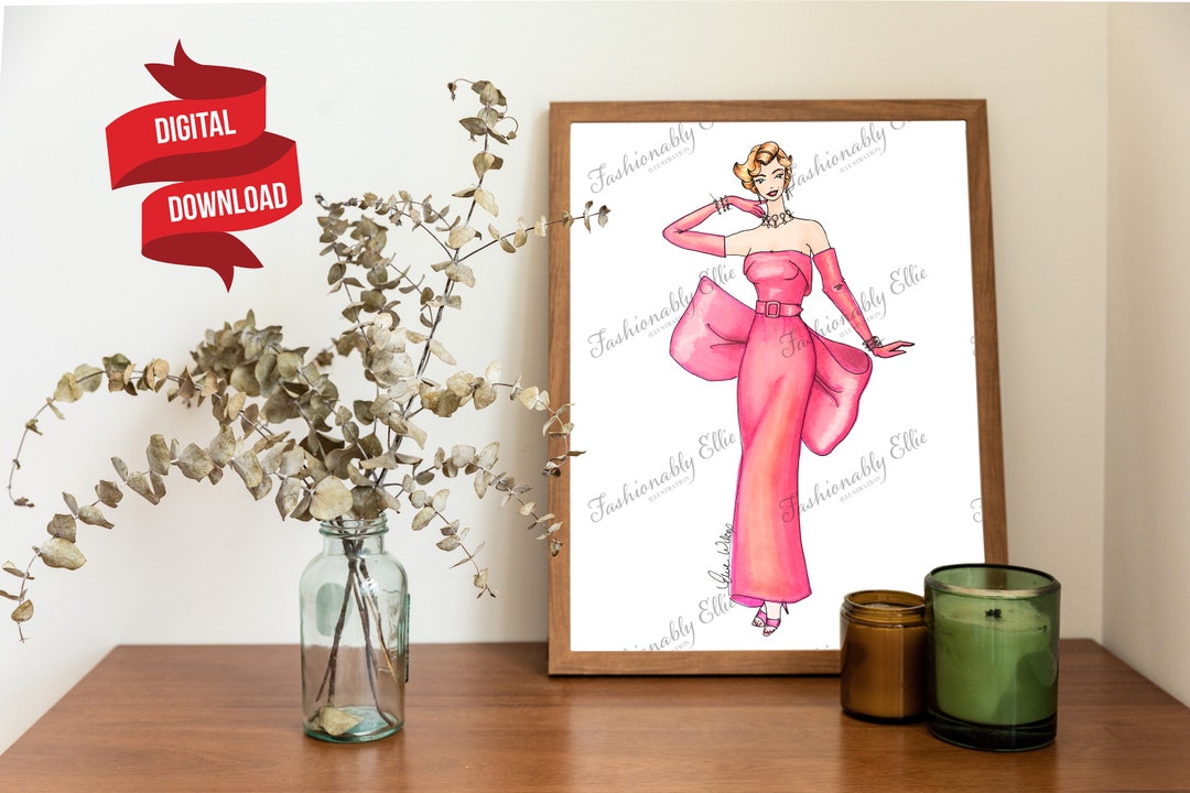 DIGITAL DOWNLOAD Pink Diamonds Dress (instant Printable Fashion ...