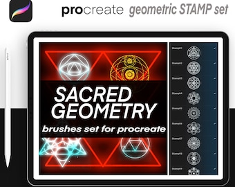 24 Procreate Stamp Geometric Pattern, Procreate Brushes, Digital Download, Tattoo Design ...