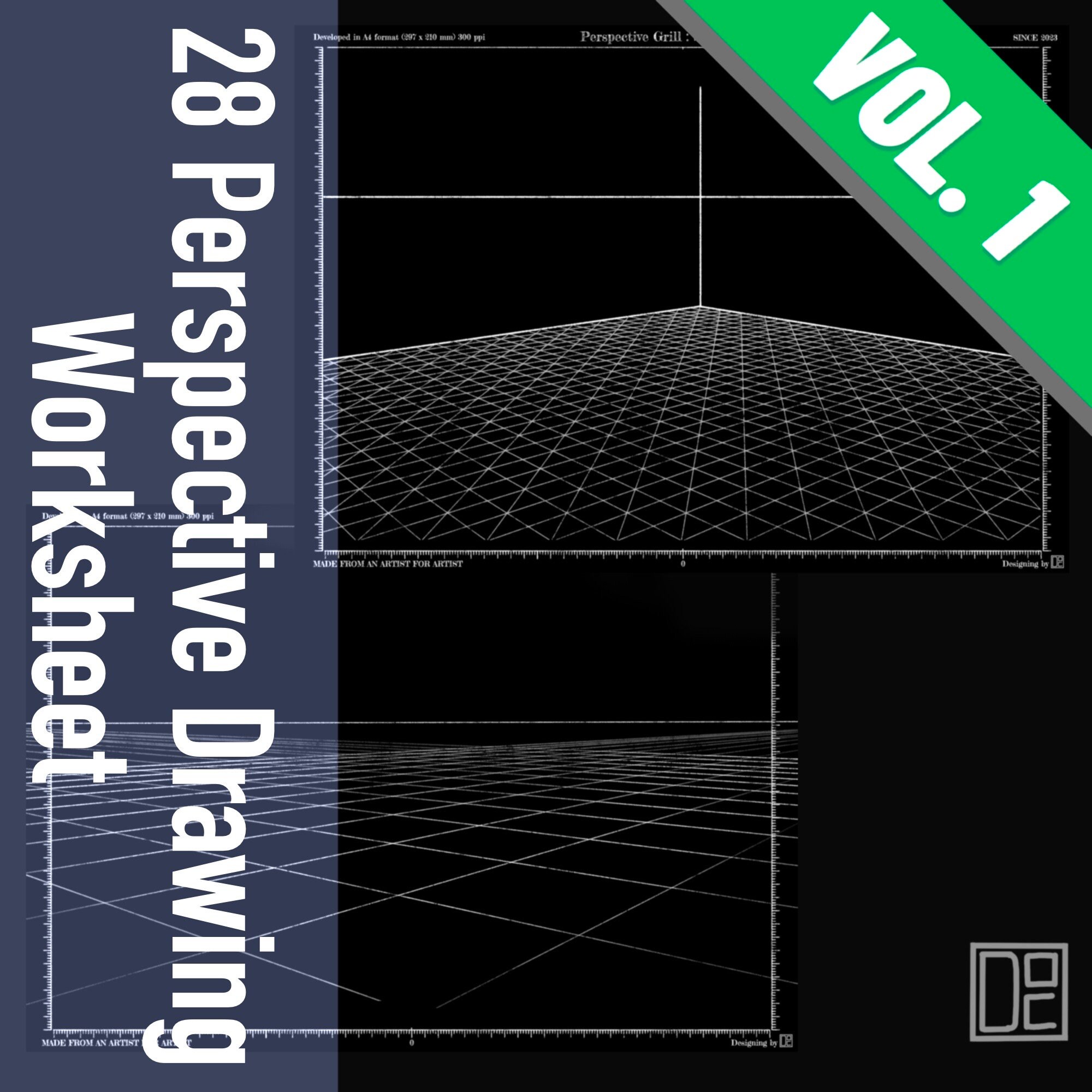 28 Perspective Drawing Worksheets: Procreate & Photoshop Templates ...