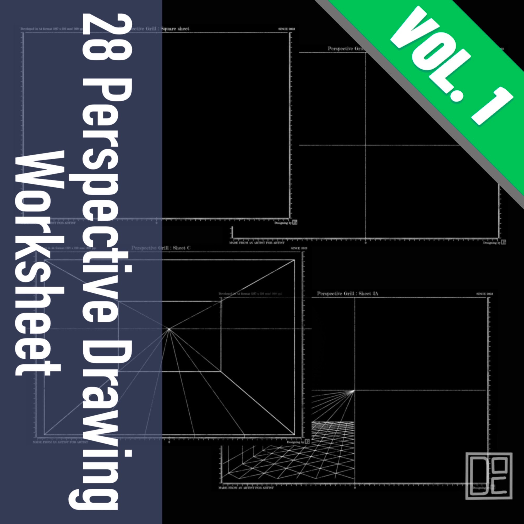 28 Perspective Drawing Worksheets: Procreate & Photoshop Templates ...