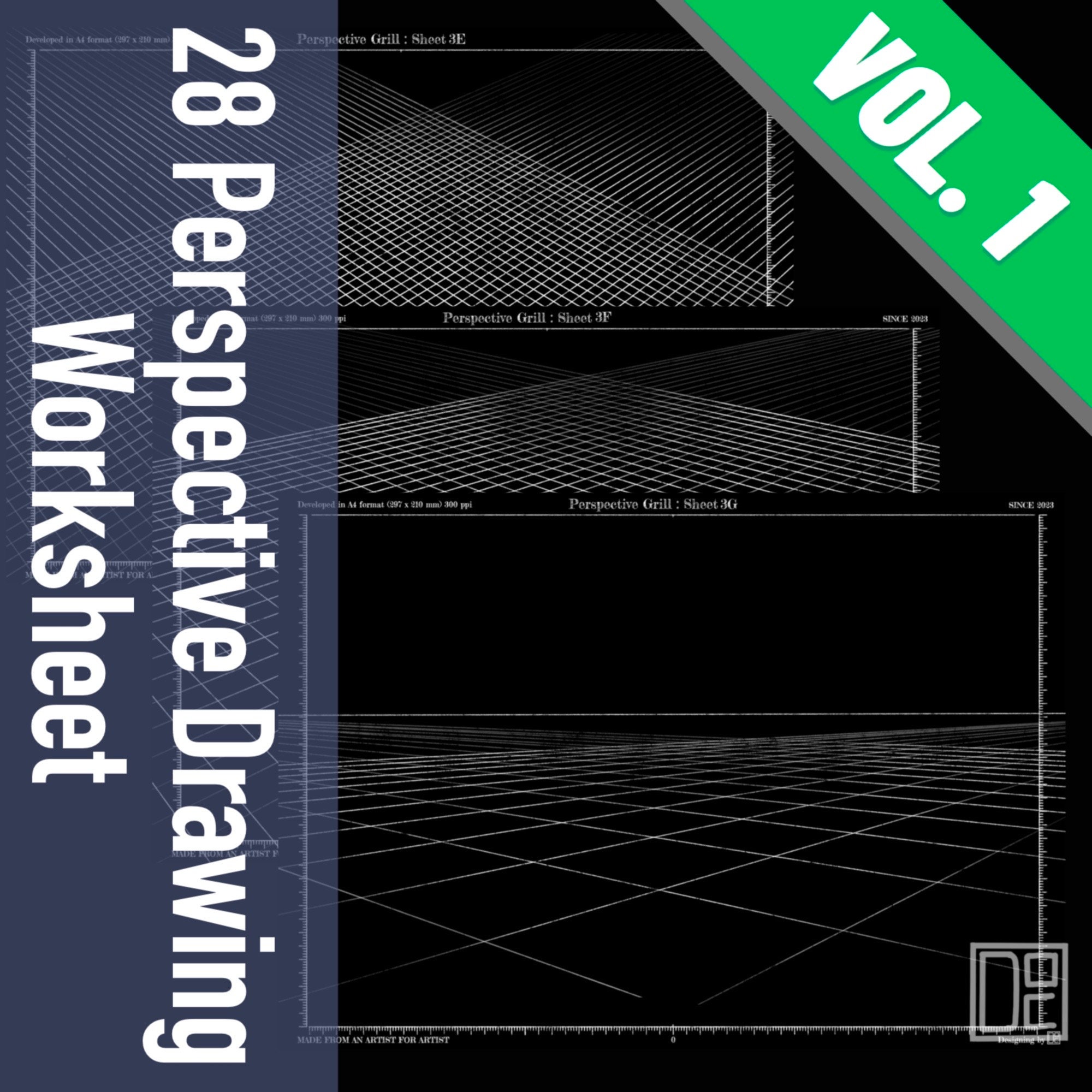 28 Perspective Drawing Worksheets: Procreate & Photoshop Templates ...