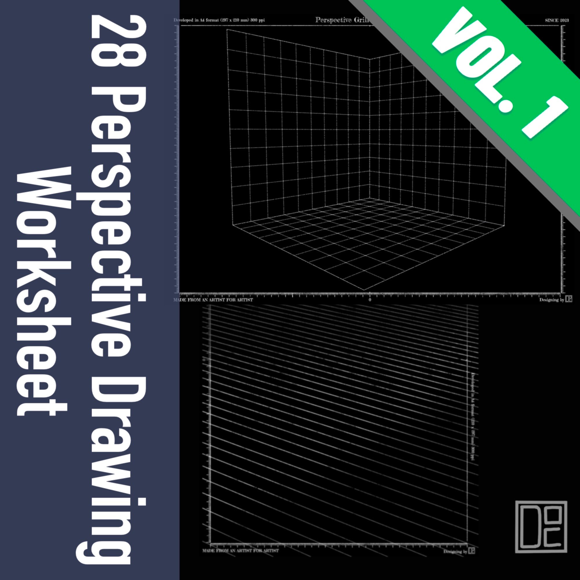 28 Perspective Drawing Worksheets: Procreate & Photoshop Templates ...