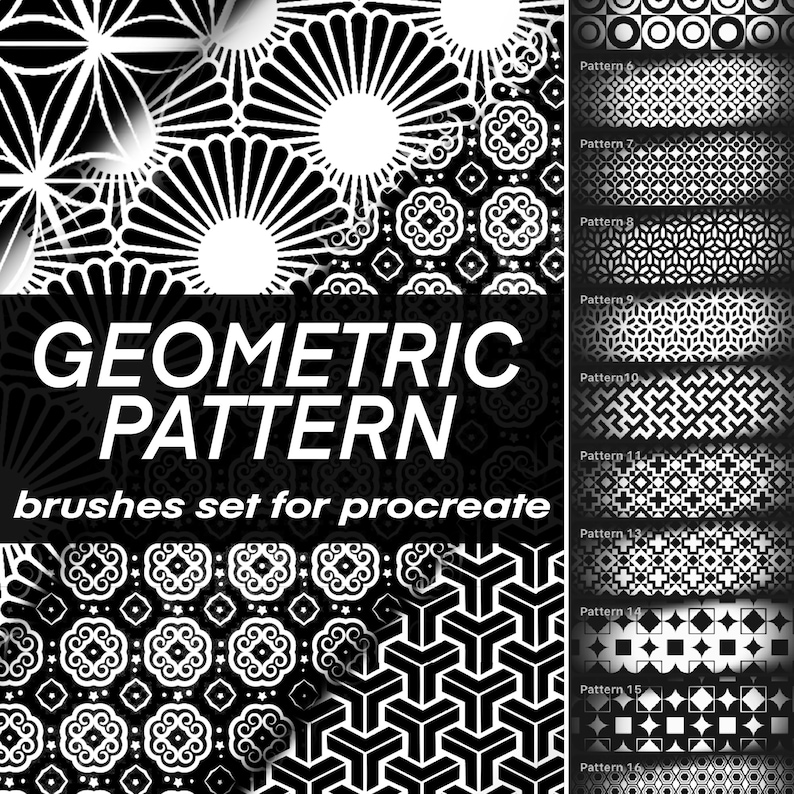 24 Procreate Stamp Geometric Pattern Procreate Brushes - Etsy