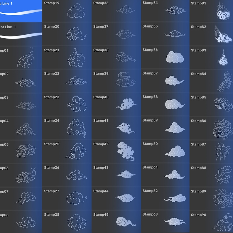 101 Procreate Brushes Japanese Clouds Digital Art Procreate - Etsy