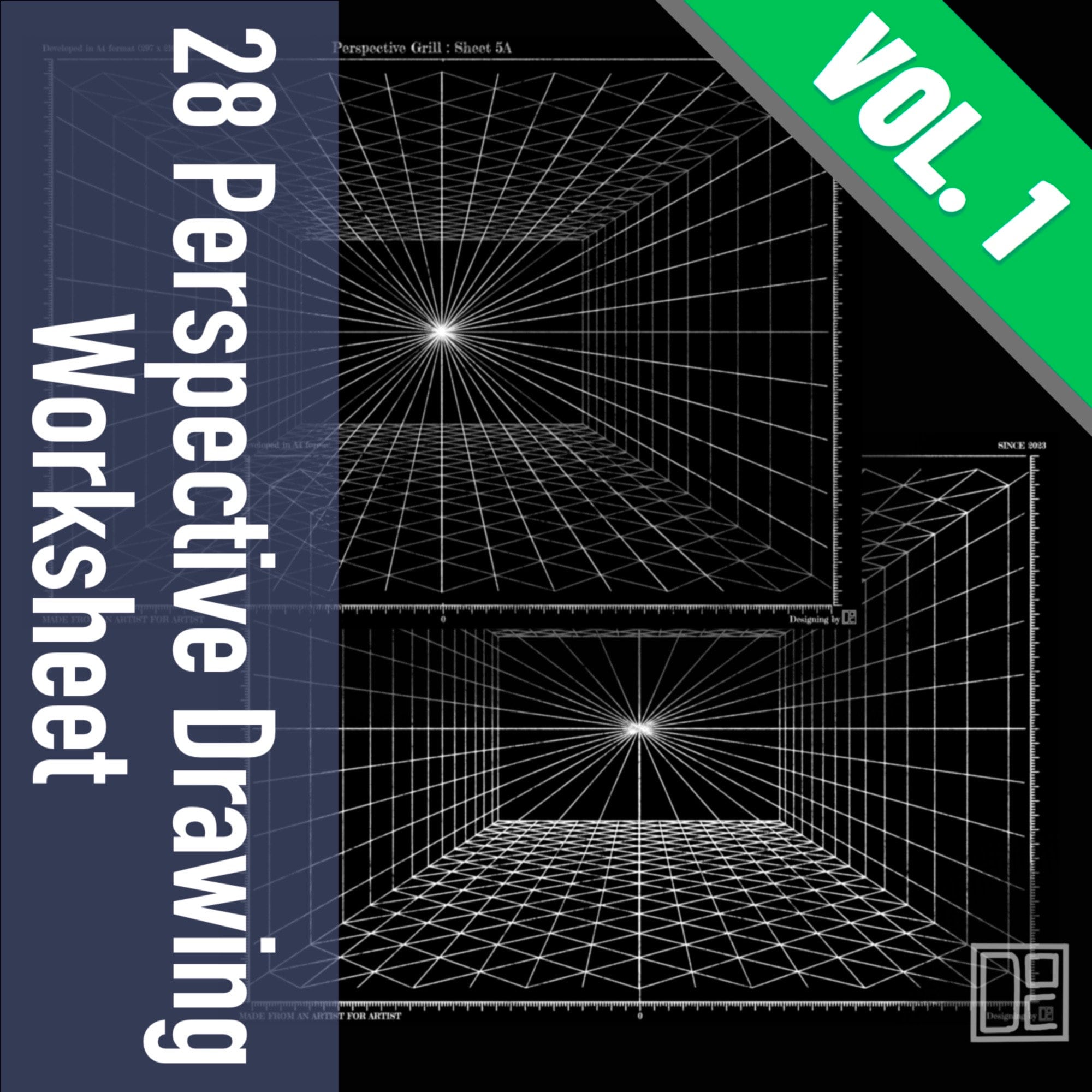 28 Perspective Drawing Worksheets: Procreate & Photoshop Templates ...