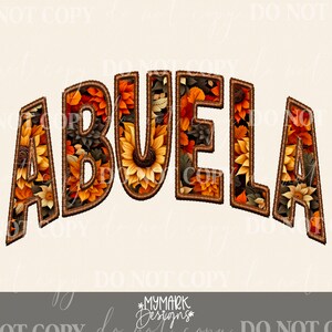ABUELA | Harvest Faux Embroidery PNG | Instant Download | Sublimation ...