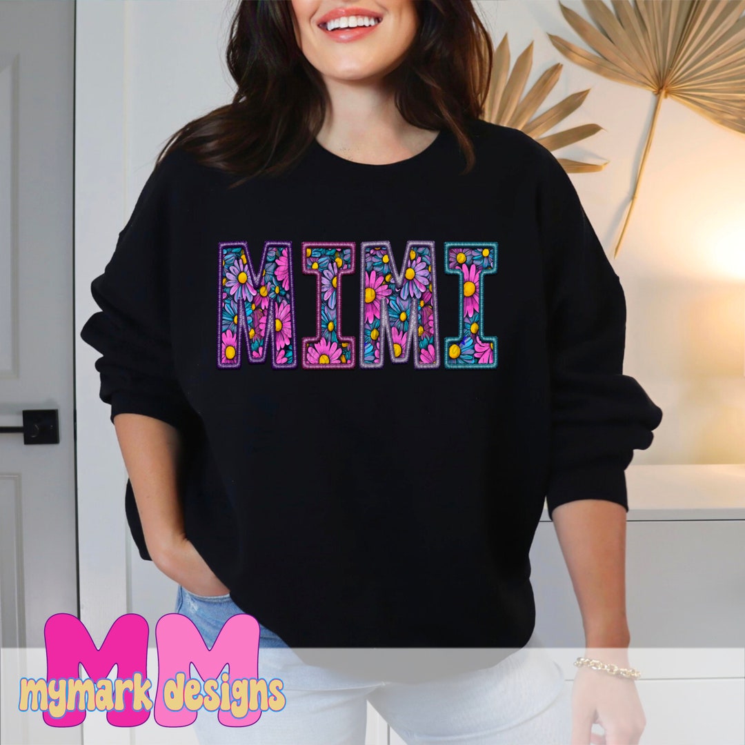 MIMI Spring Floral Faux Embroidery PNG | Instant Download | Sweatshirt ...