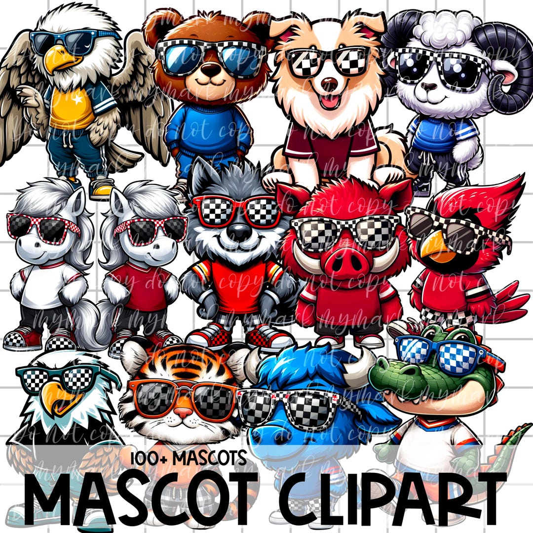 School Mascot Clipart Set | Checker Preppy Mascot Bundle | 100+ Mascots ...