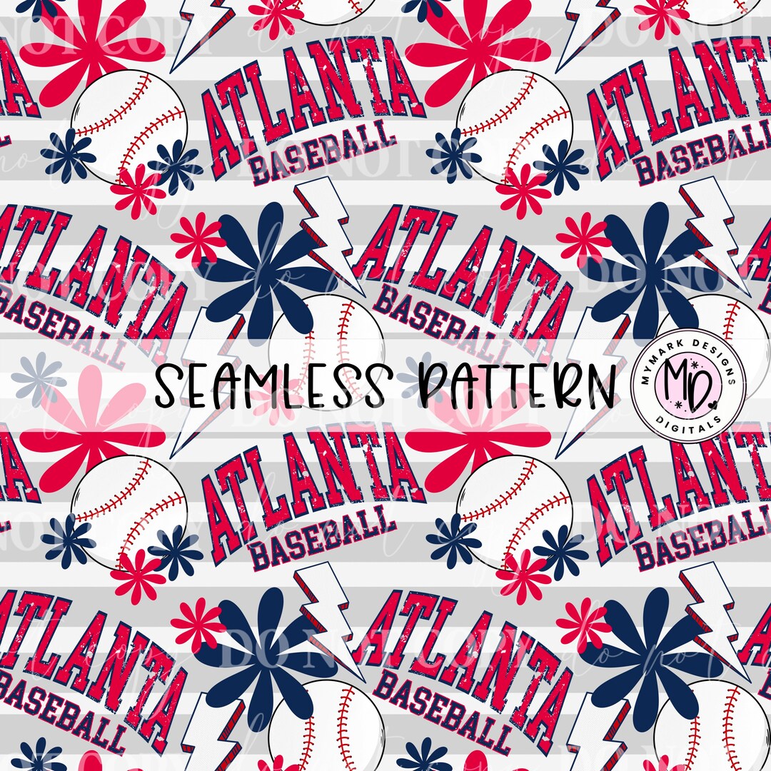 Atlanta Baseball | Seamless | Digital Paper | Instant Download | - Etsy