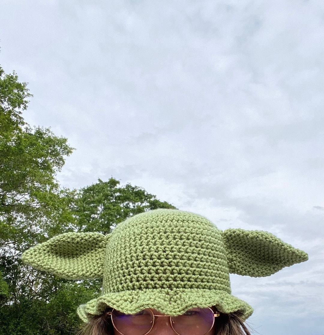 Crochet Grogu/yoda Bucket Hat — in Light Sage— - Etsy