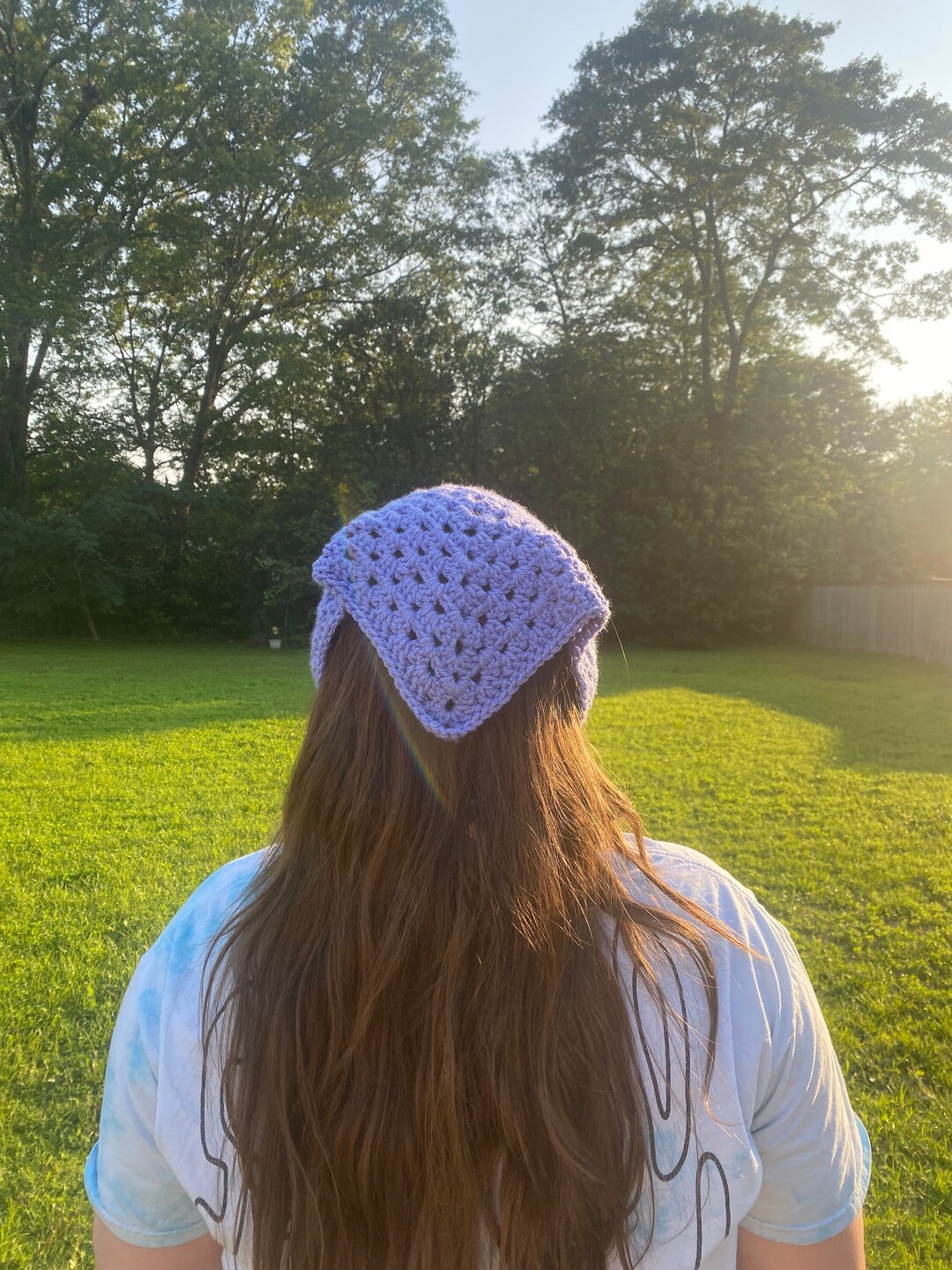 Lavender Haze Bandana Crochet Light Purple Bandana Cottagecore Bandana ...