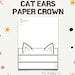 Cat Ears Paper Crown, Kids Halloween Coloring, Printable Paper Craft ...