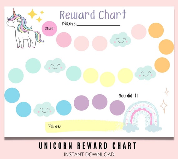 Unicorn Reward Chart for Kids Printable Chore Chart Girls | Etsy Canada