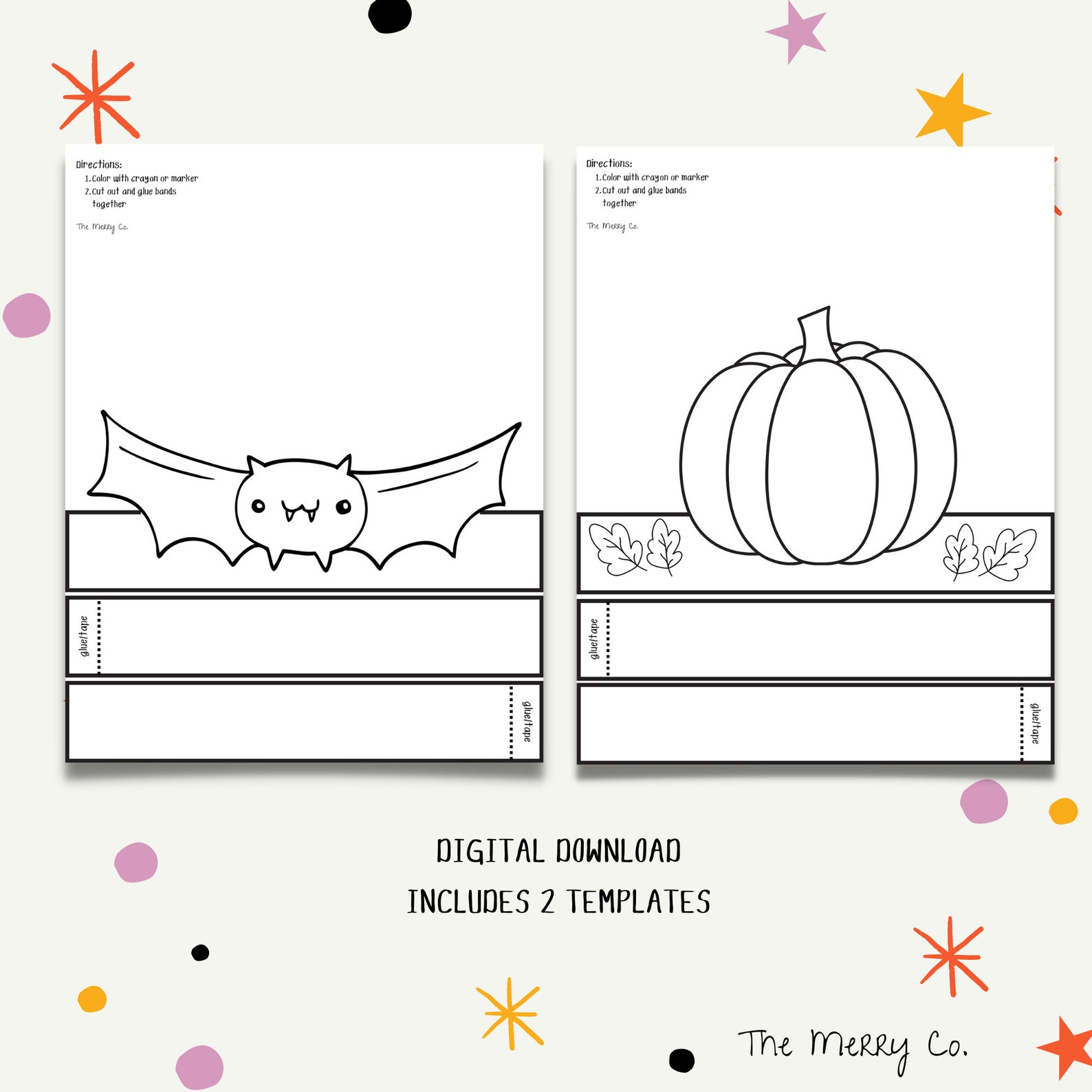 Bat Paper Crown, Halloween Activity for Kids, Printable Coloring Page ...
