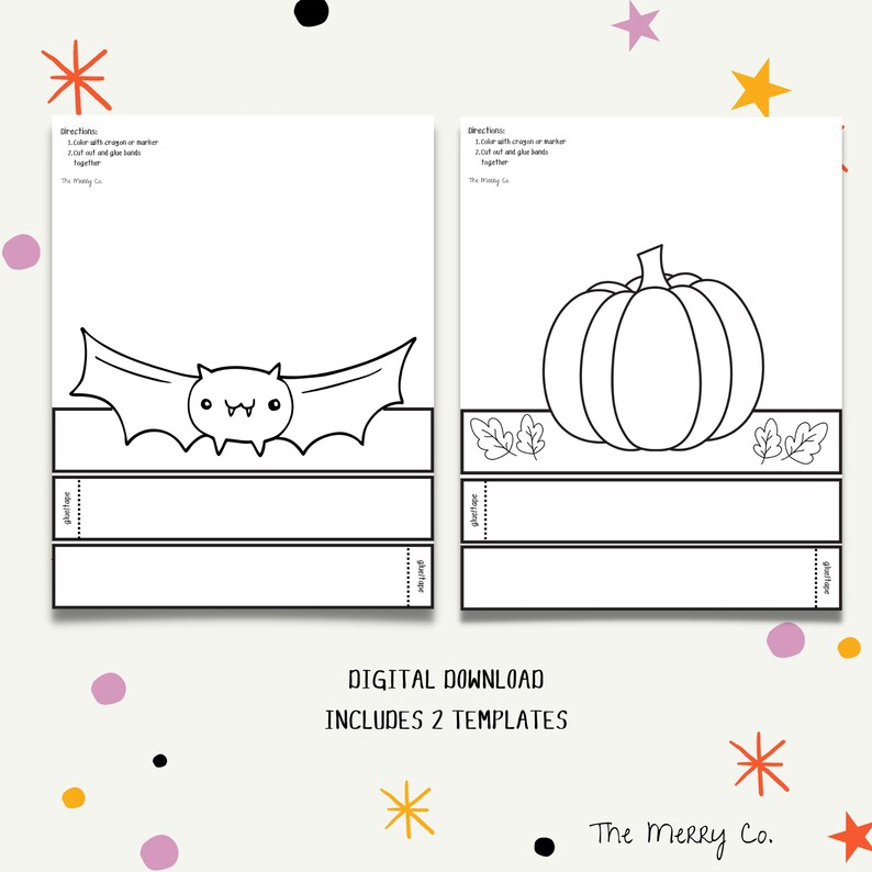Bat Paper Crown, Halloween Activity for Kids, Printable Coloring Page ...